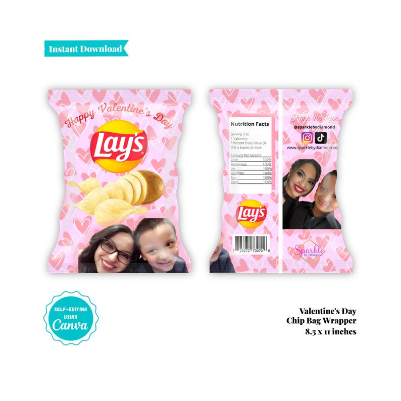 Valentine's Day | Valentine's Chip Bag | Personalized Valentine ...