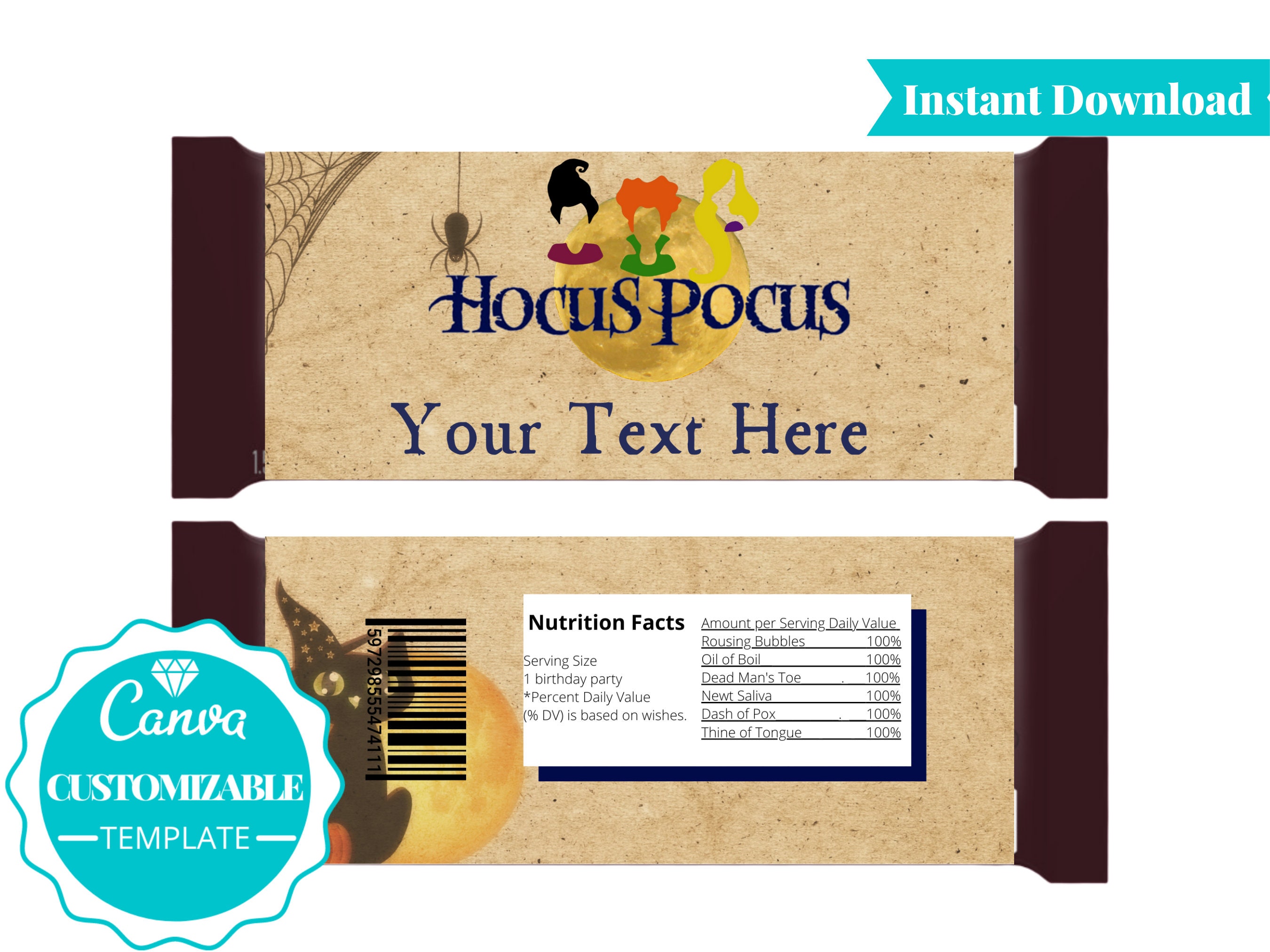 Hocus Pocus Party Theme Water Bottle Label Water Bottle - Etsy