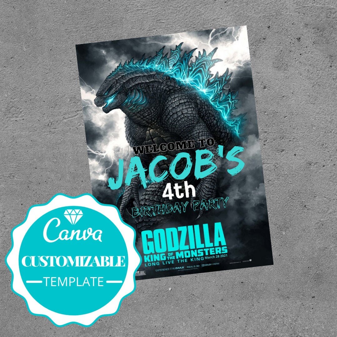 Godzilla Welcome Sign Godzilla Birthday King of Monsters | Etsy
