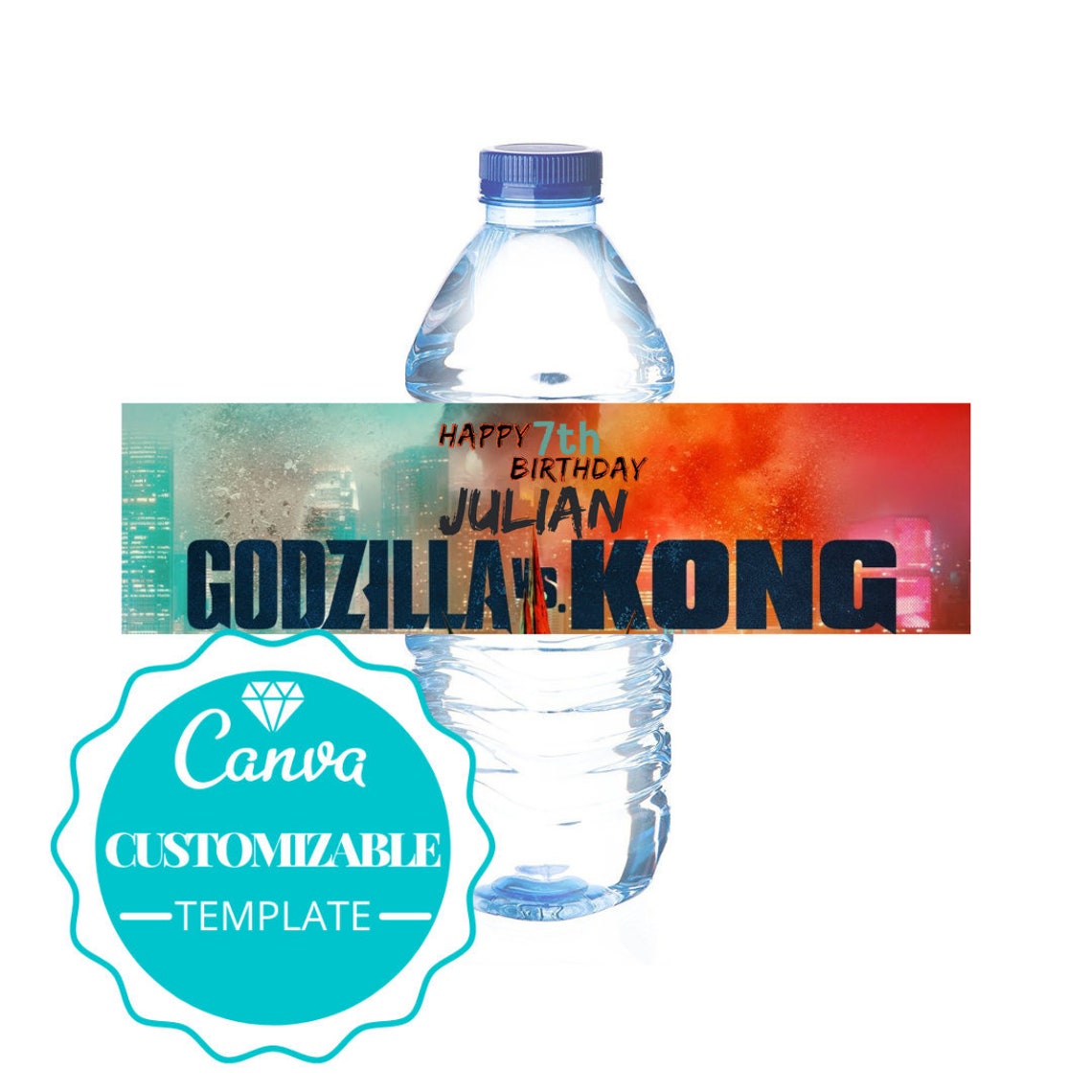Godzilla Vs. Kong Water Bottle Label King of Monsters | Etsy