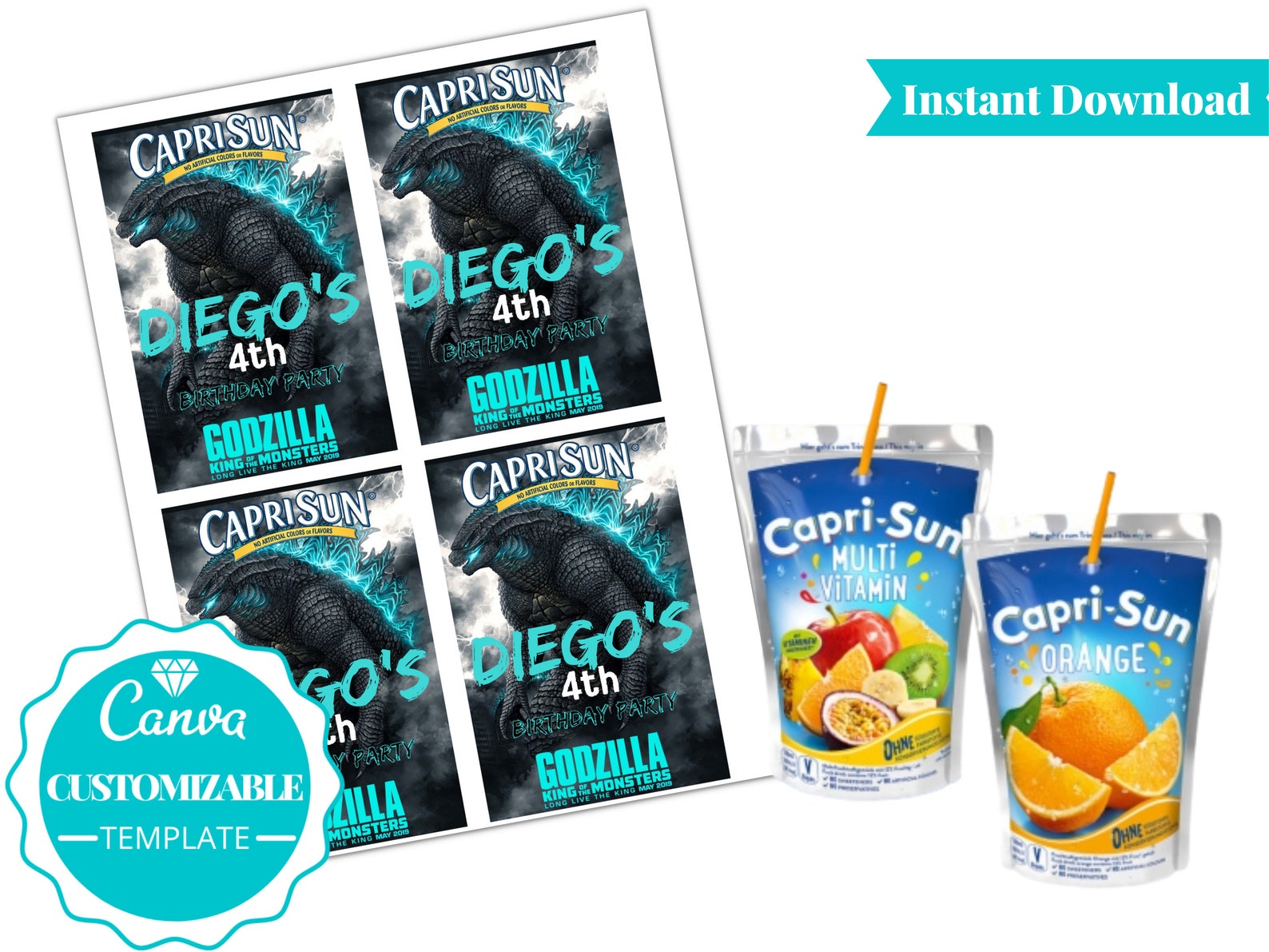 Godzilla Welcome Sign Godzilla Birthday King of Monsters | Etsy