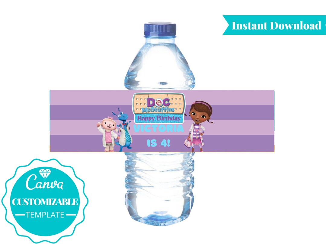 Doc Mcstuffins Birthday |water Bottle Label | Doc Mcstuffins Water ...