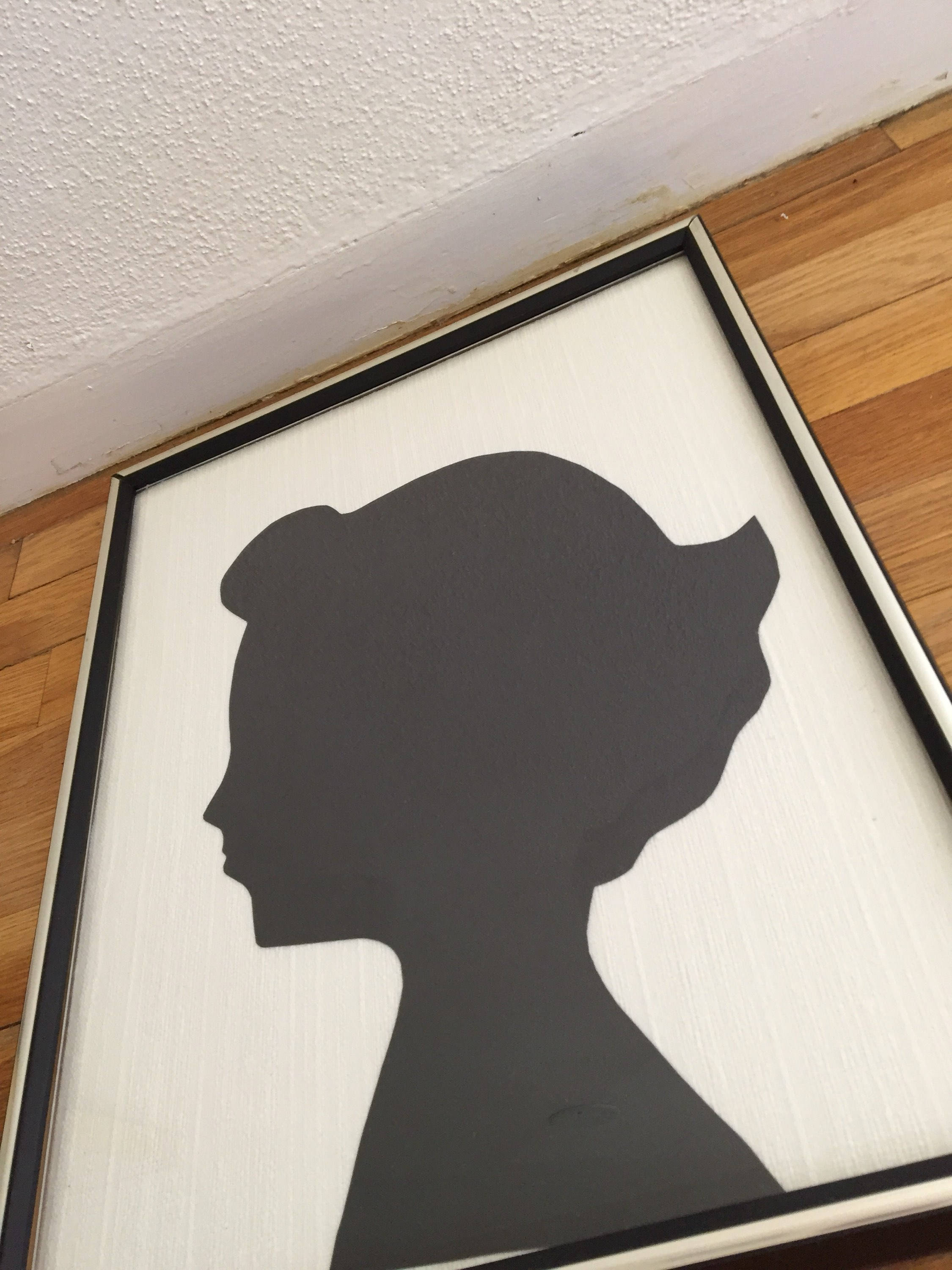 Vintage Girl Silhouette 70s Cameo Portrait Mod Framed Art Handmade One ...