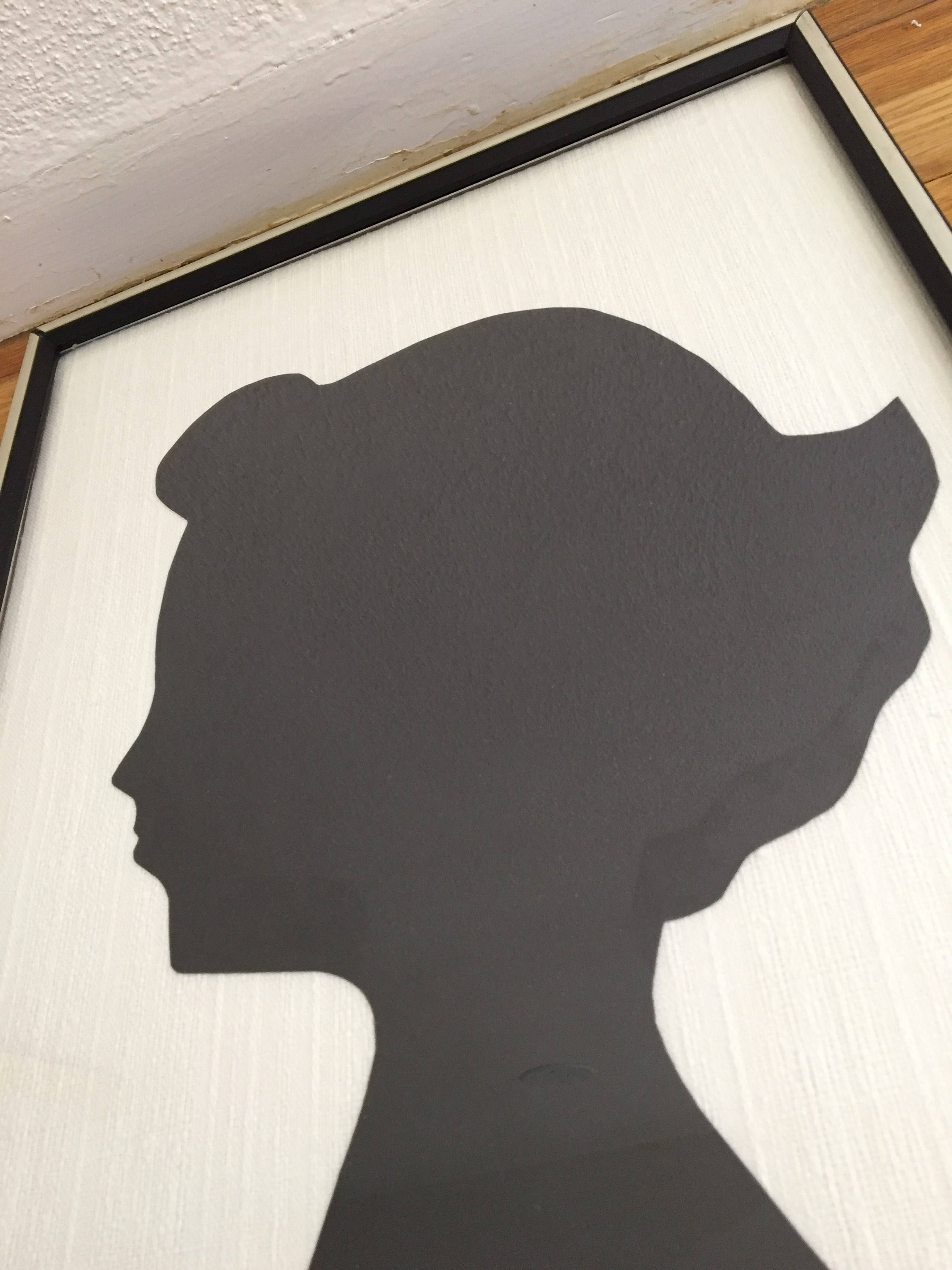 Vintage Girl Silhouette 70s Cameo Portrait Mod Framed Art Handmade One ...
