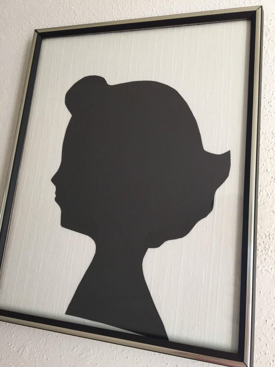 Vintage Girl Silhouette 70s Cameo Portrait Mod Framed Art Handmade One ...