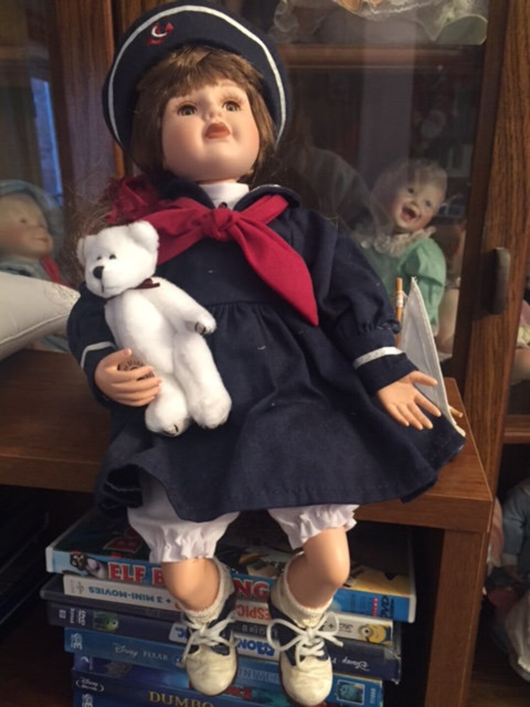 Seated Sailor Girl Doll With Boat and Teddy Bear With Box - Etsy