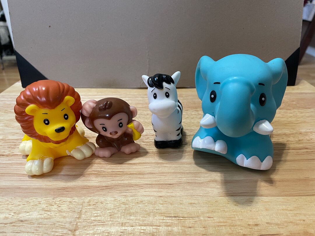 Set of 4 Plastic Pretend Play Zoo or Circus Animals - Elephant, Zebra ...