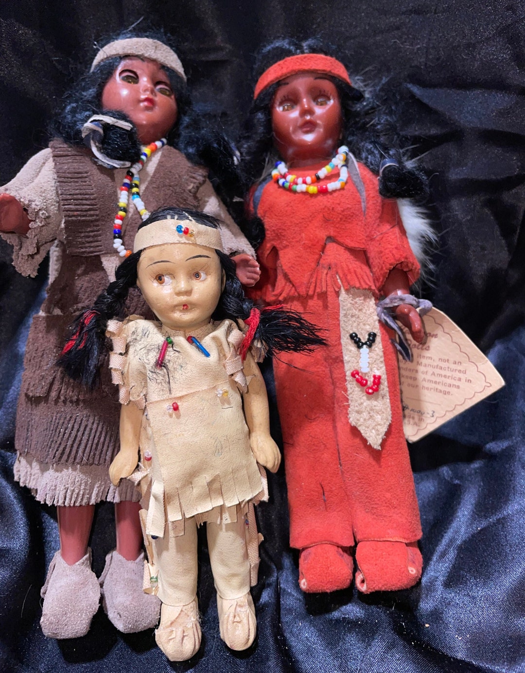 Set of 3 Native American / Indigenous Peoples Dolls Wearing Authentic ...