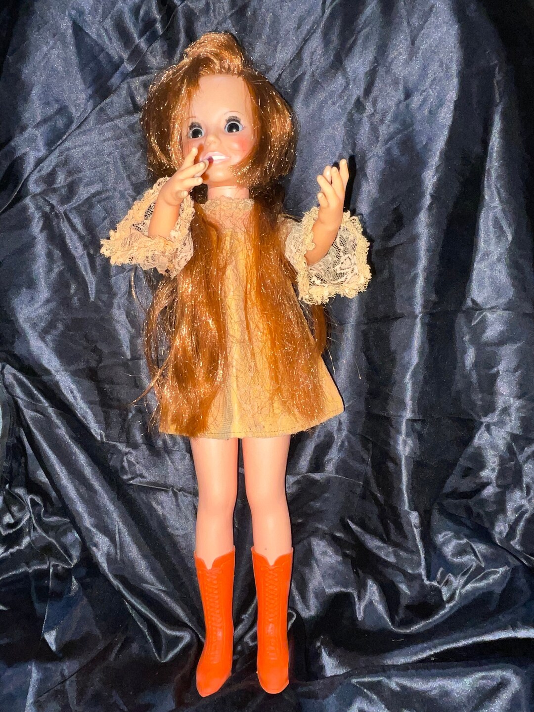 1971 Ideal Crissy Doll With Beautiful Hair Original Orange Dress and ...