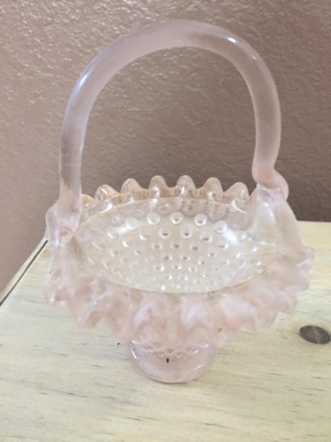 Light Pink Fenton Hobnail Glass Basket - Great Gift for Any Collector ...