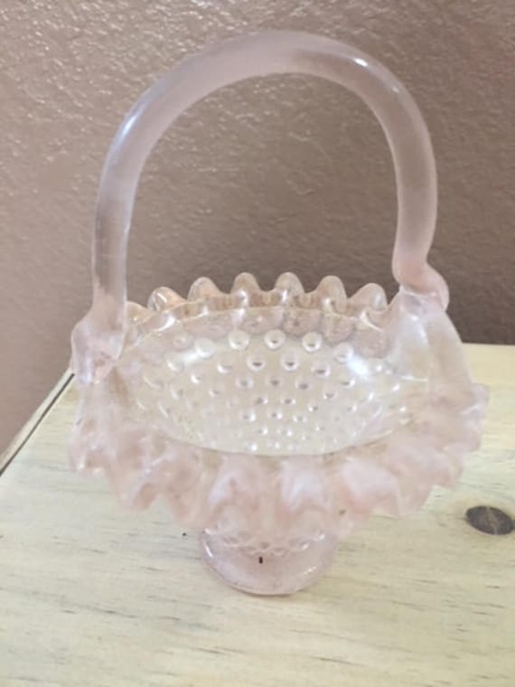 Light Pink Fenton Hobnail Glass Basket Great Gift for Any - Etsy