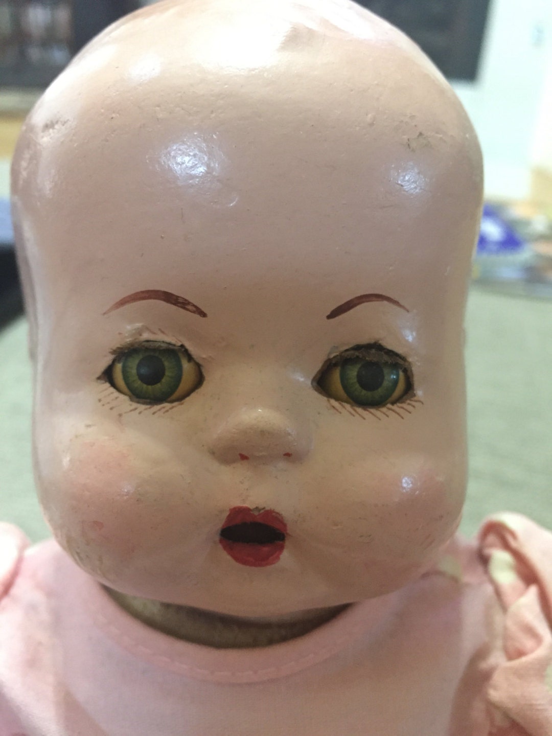 1920's Antique Beautiful Little 10 Inch Composition Bald Baby Doll ...