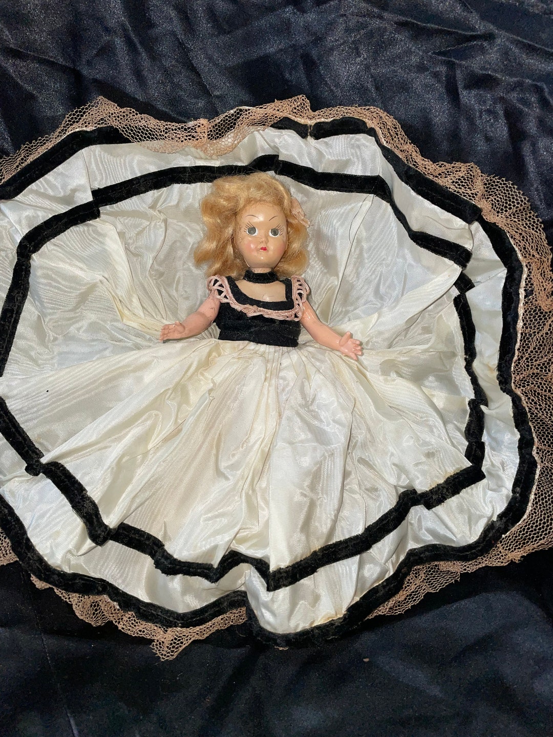 Vintage 1950’s Marcie Doll - 8”, Black & Gold Gown - Etsy