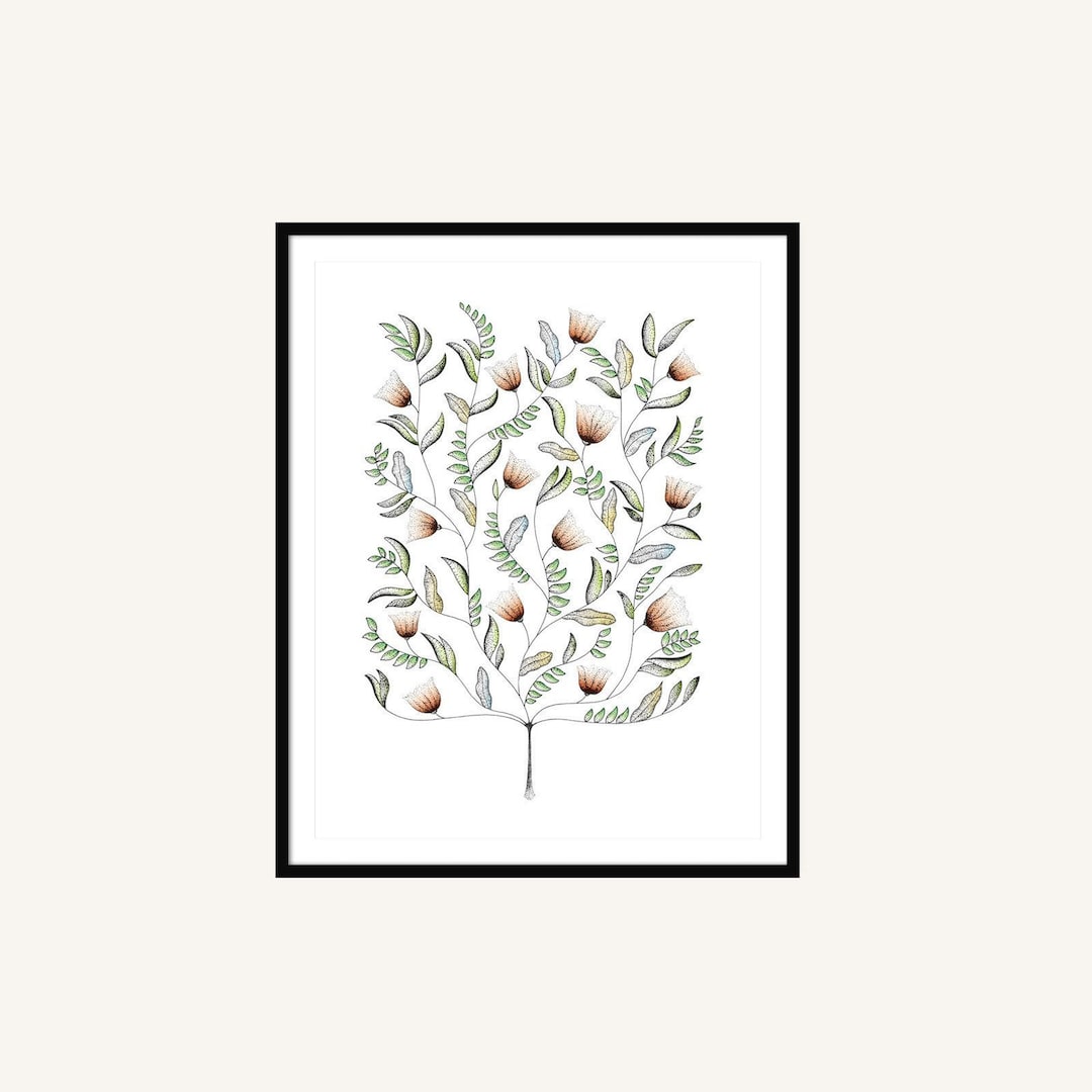 Detailed Botanical Tree Illustration Art Print, Nature Art, Country ...
