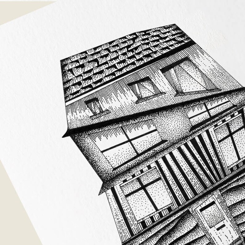 Crooked Print Crooked House Illustration Art Print Pen and | Etsy