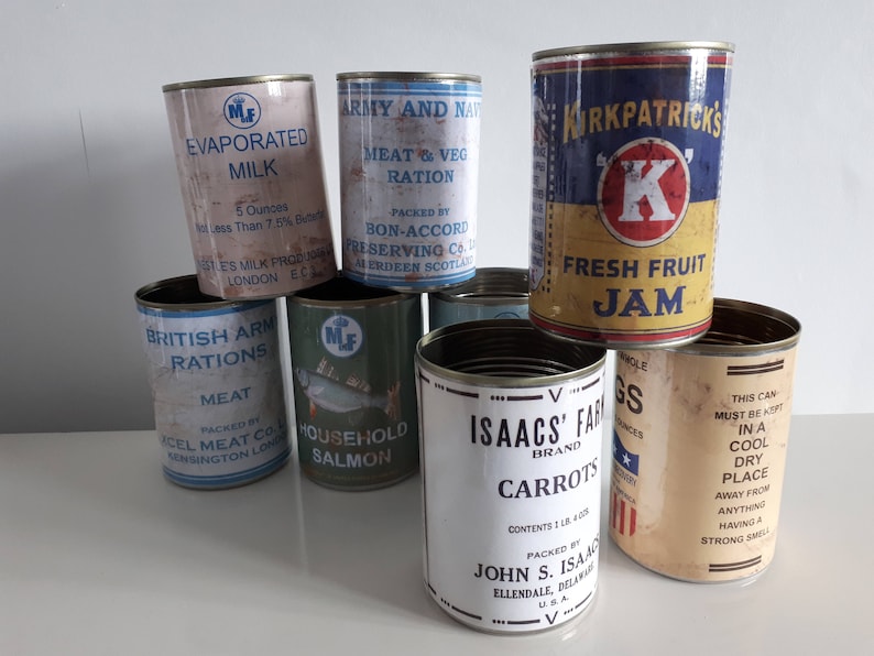 Ration Reproduction WW food tin cans display props collectible | Etsy