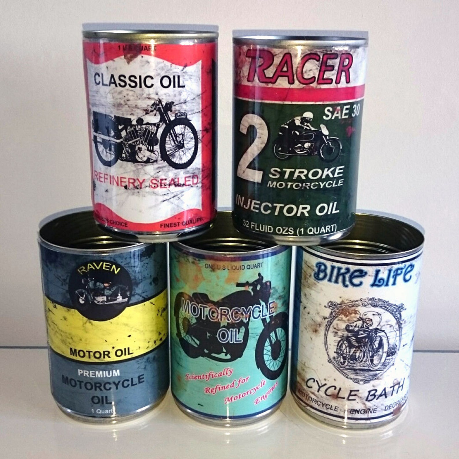 Job Lot 5 Reproduction Vintage Classic Motorcycle Oil Cans - Etsy