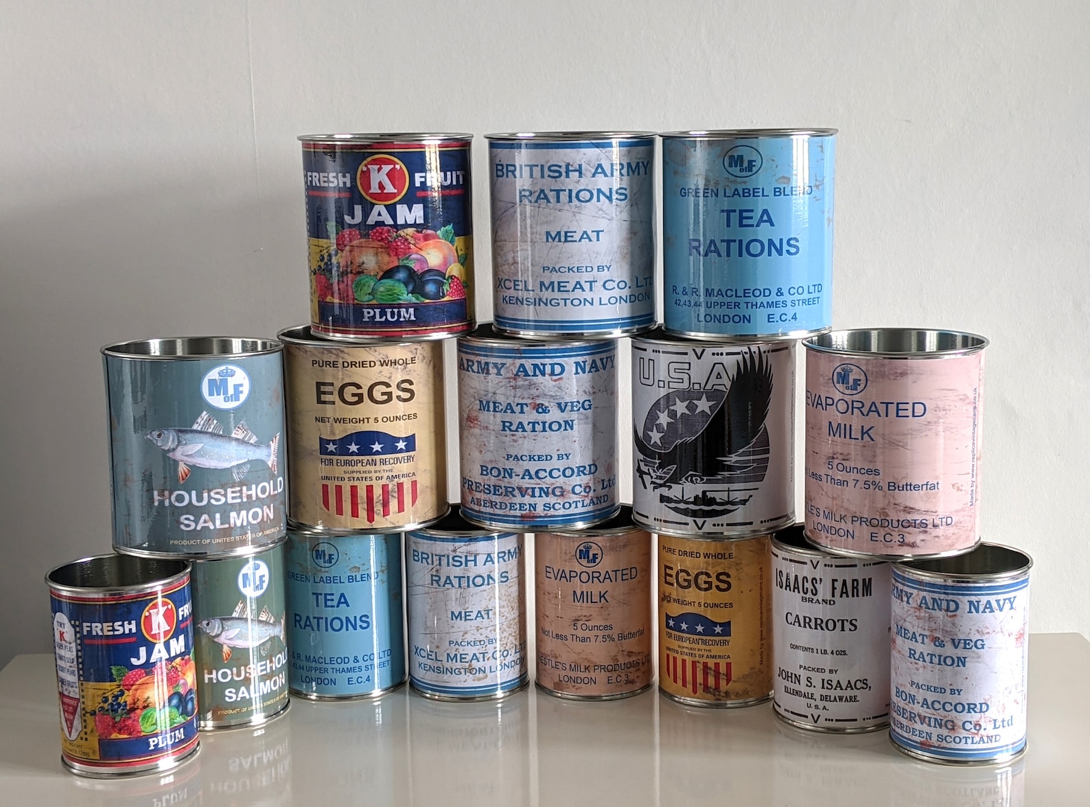 Ration Retro Table Centerpieces Flowers Cutlery Plants WW Food Tin Cans ...