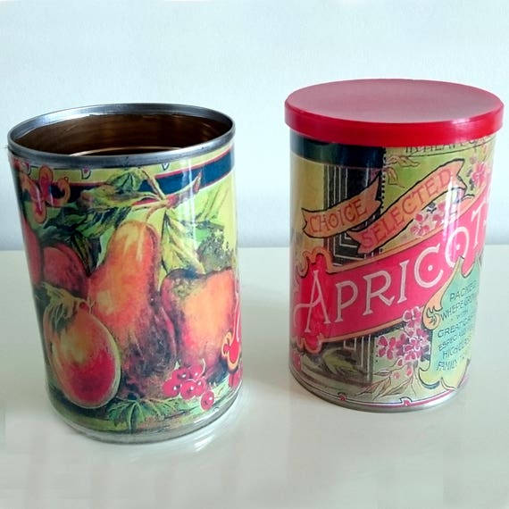 Vintage replica tin cans label storage for home cutlery | Etsy
