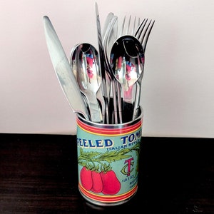 Italian Vintage Retro Food Tin Cans. Storage for Home, Cutlery Holder ...