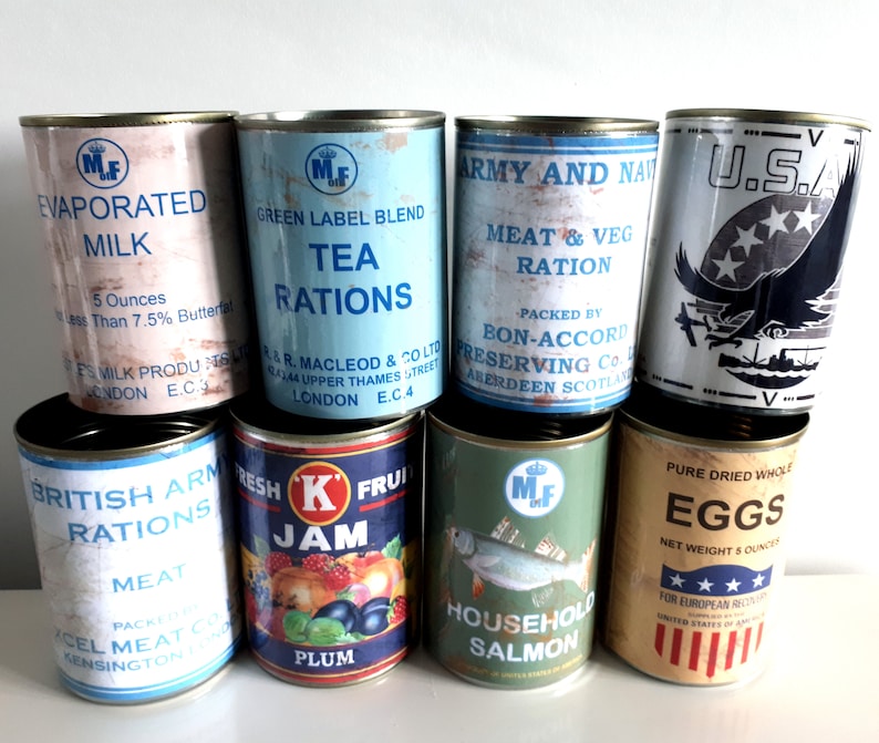 Ration Reproduction WW food tin cans display props collectible | Etsy