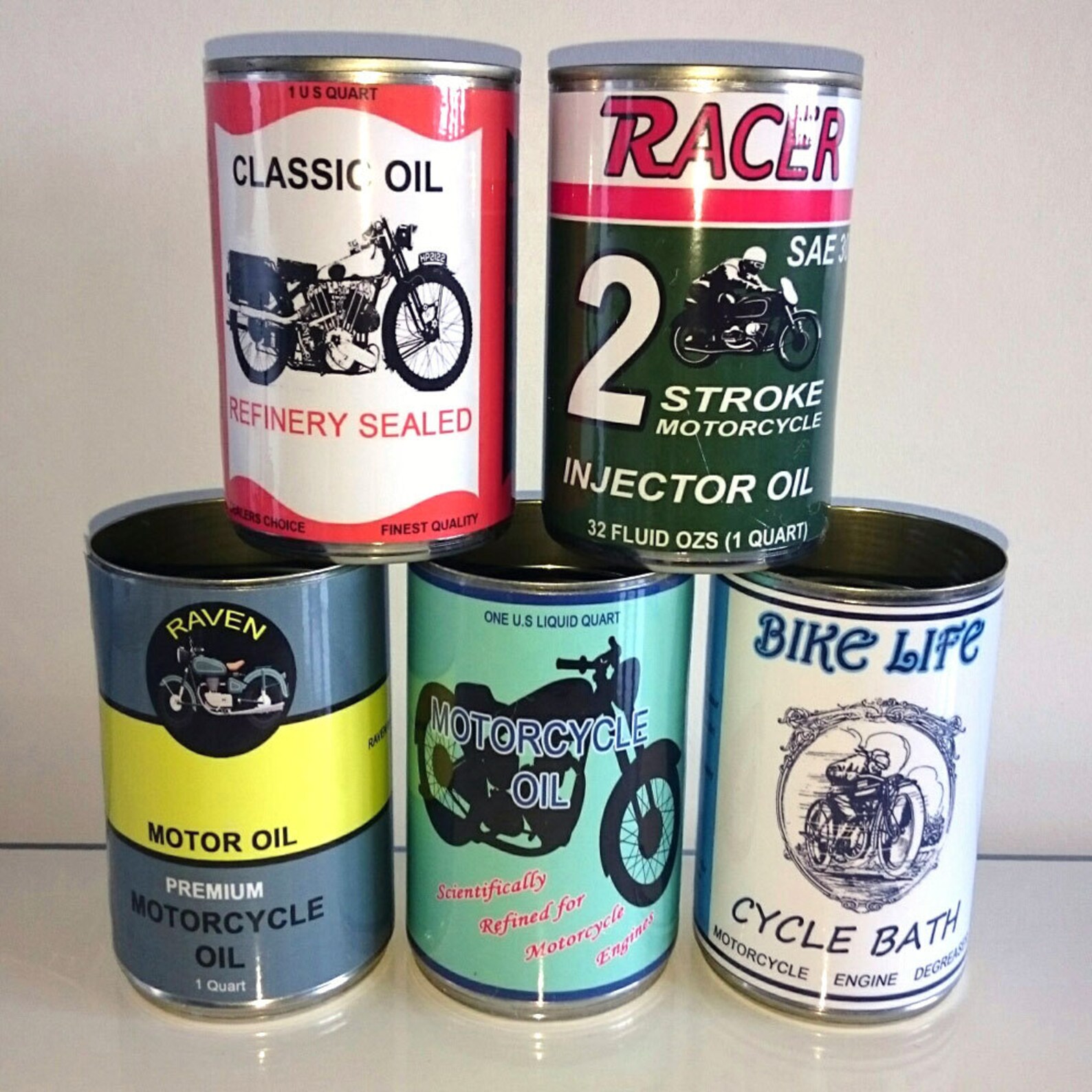 Job Lot 5 Reproduction Vintage Classic Motorcycle Oil Cans - Etsy