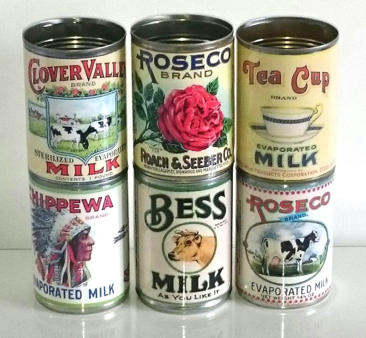 Vintage Replica Milk Tin Cans Label Display for Home Cafes | Etsy