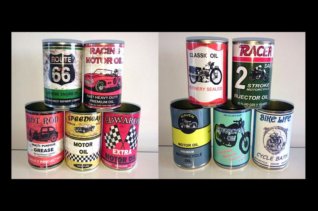 Vintage Classic Motor Oil Cans Storage Garage Reproduction Display ...