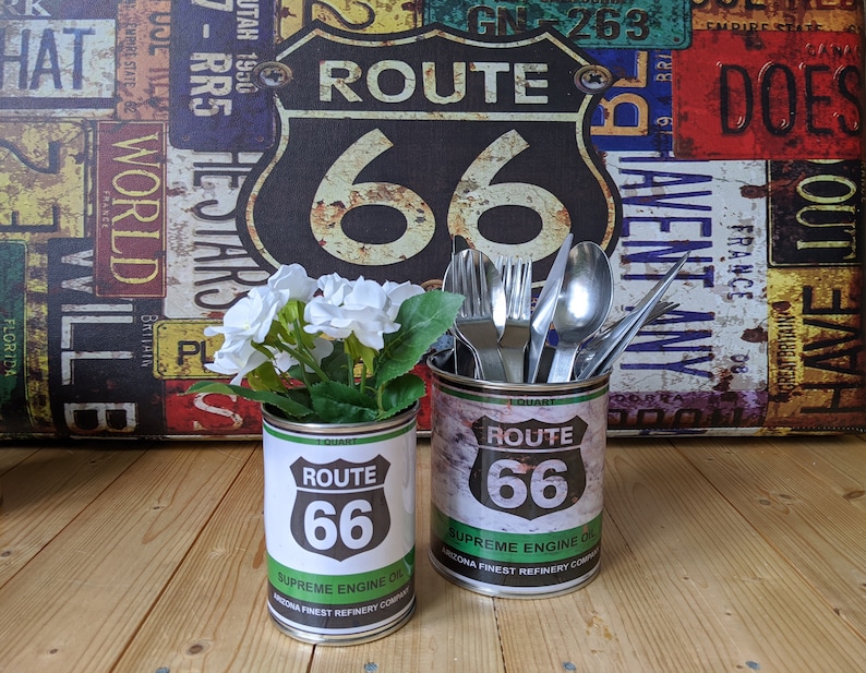 Large 5 Reproduction Vintage Oil Tin Cans Display Props Gas Station ...