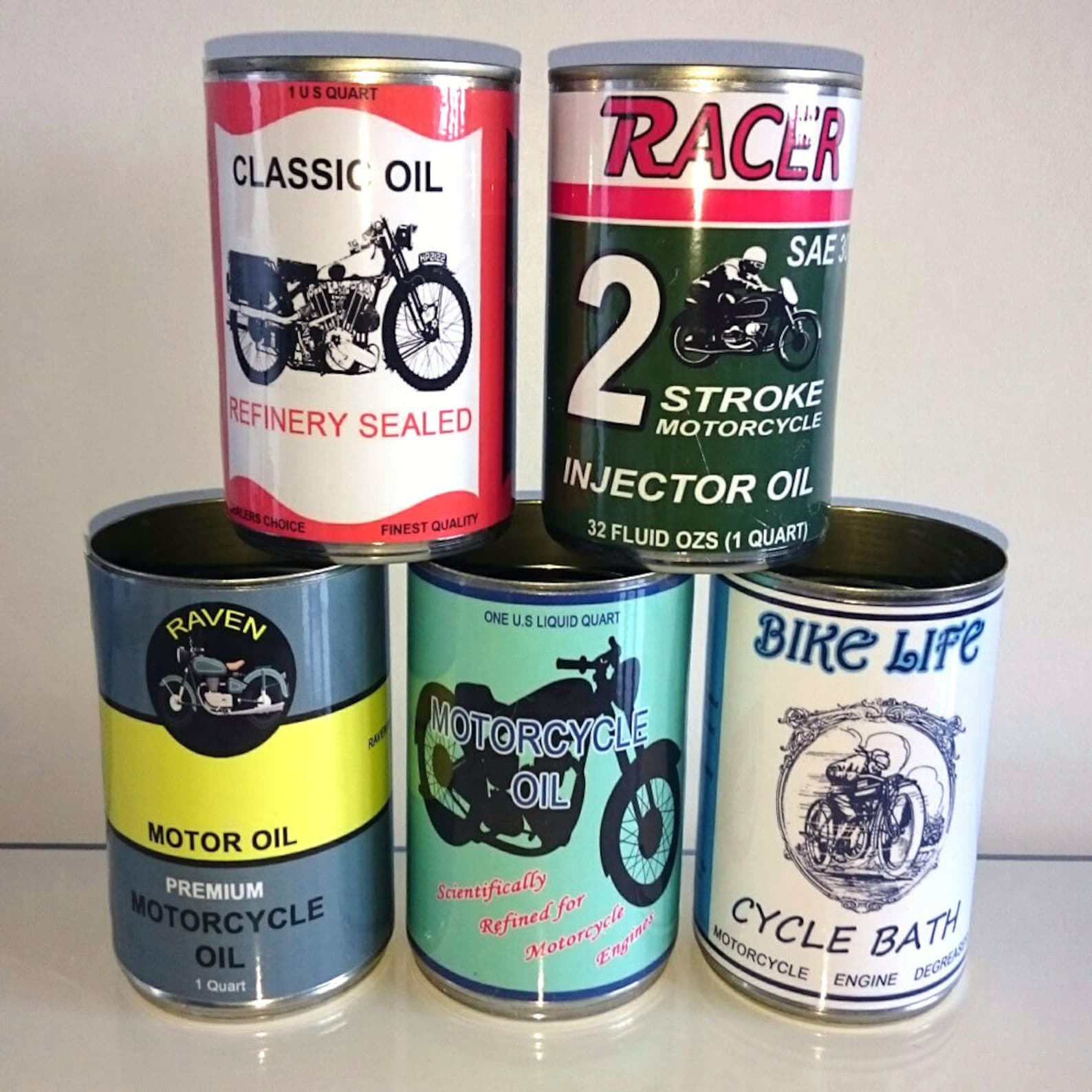 Gift for Him 5 Replica Vintage Classic Oil Tin Cans Motor Car ...