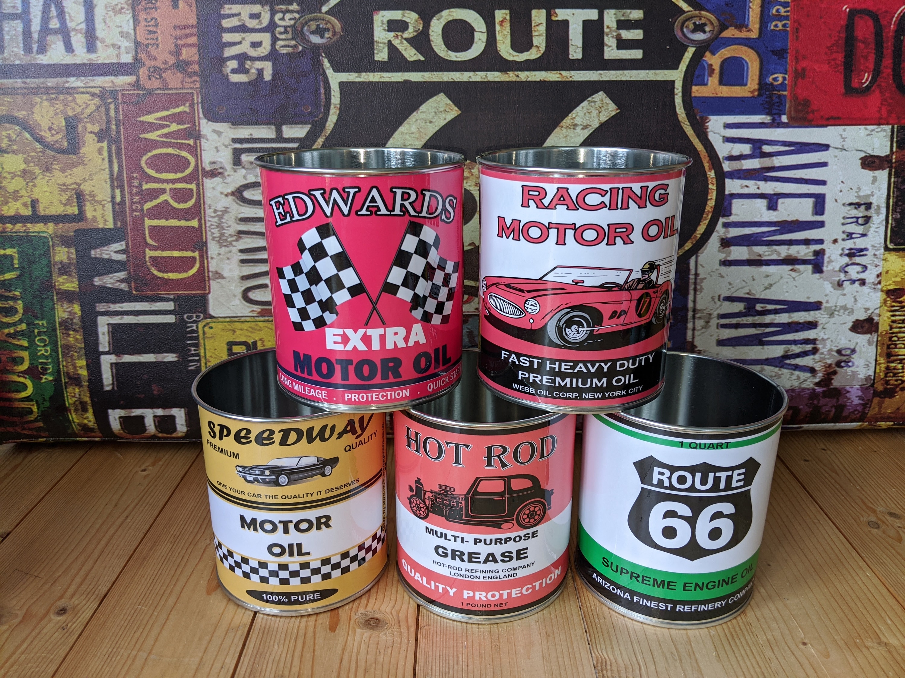 Job Lot 5 Reproduction Vintage Classic Oil Cans Tins Display Props Gas ...