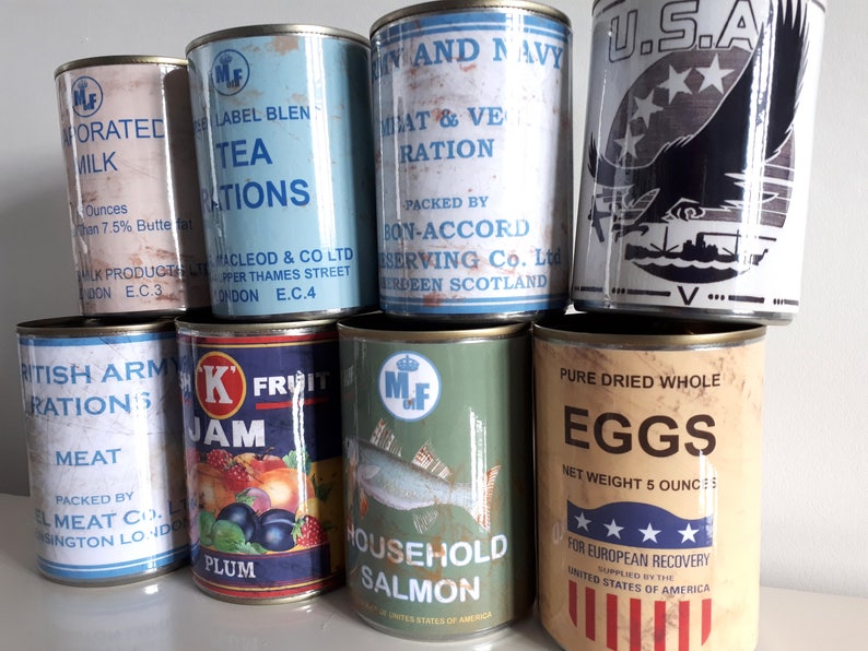 Ration Reproduction WW food tin cans display props collectible | Etsy