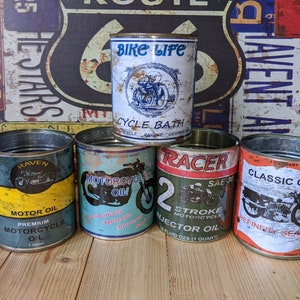 Large 5 Reproduction Vintage Oil Tin Cans Display Props Gas Station ...