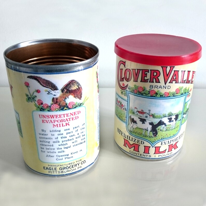 Vintage replica milk tin cans label display for home cafes | Etsy