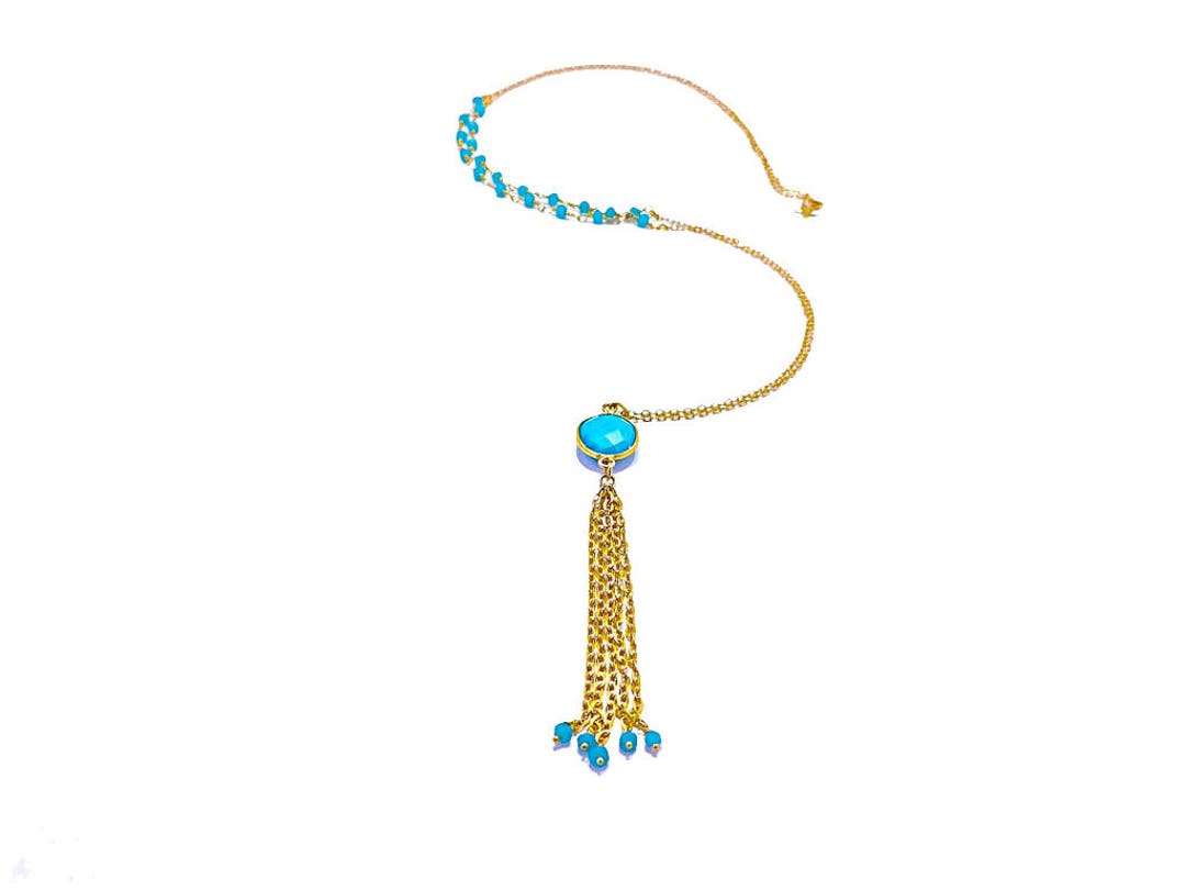 Sautoir Turquoise Et or Sautoir Bohème En Turquoise Sautoir Pendentif ...