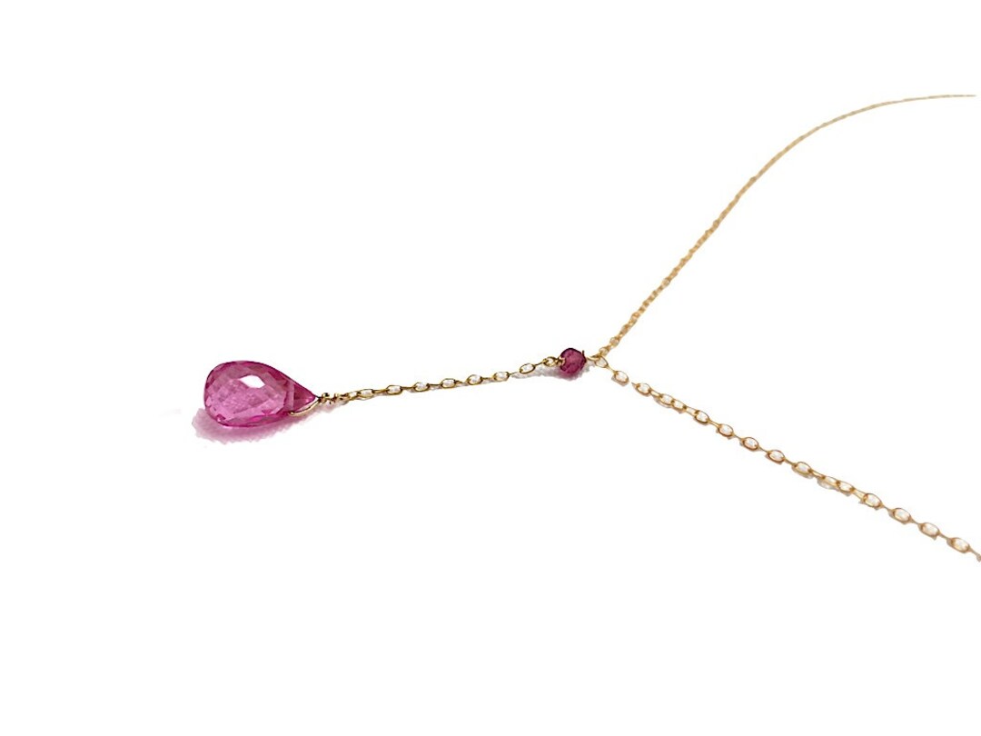 Collier Y or Goutte Topaze Rose, Collier Pendentif Pierre Rose Collier ...