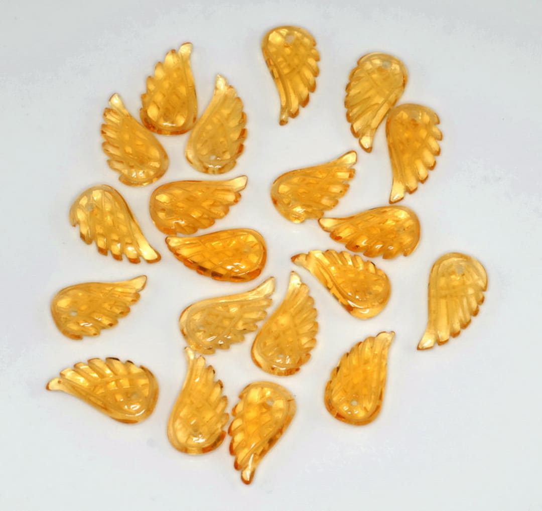 19X10MM Citrine Gemstone Carved Angel Wing Beads BULK LOT 2,6,12,24,48 ...