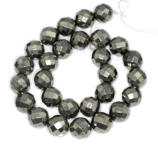 12mm Palazzo Iron Pyrite Gemstone Wide Faceted Round 12mm - Etsy