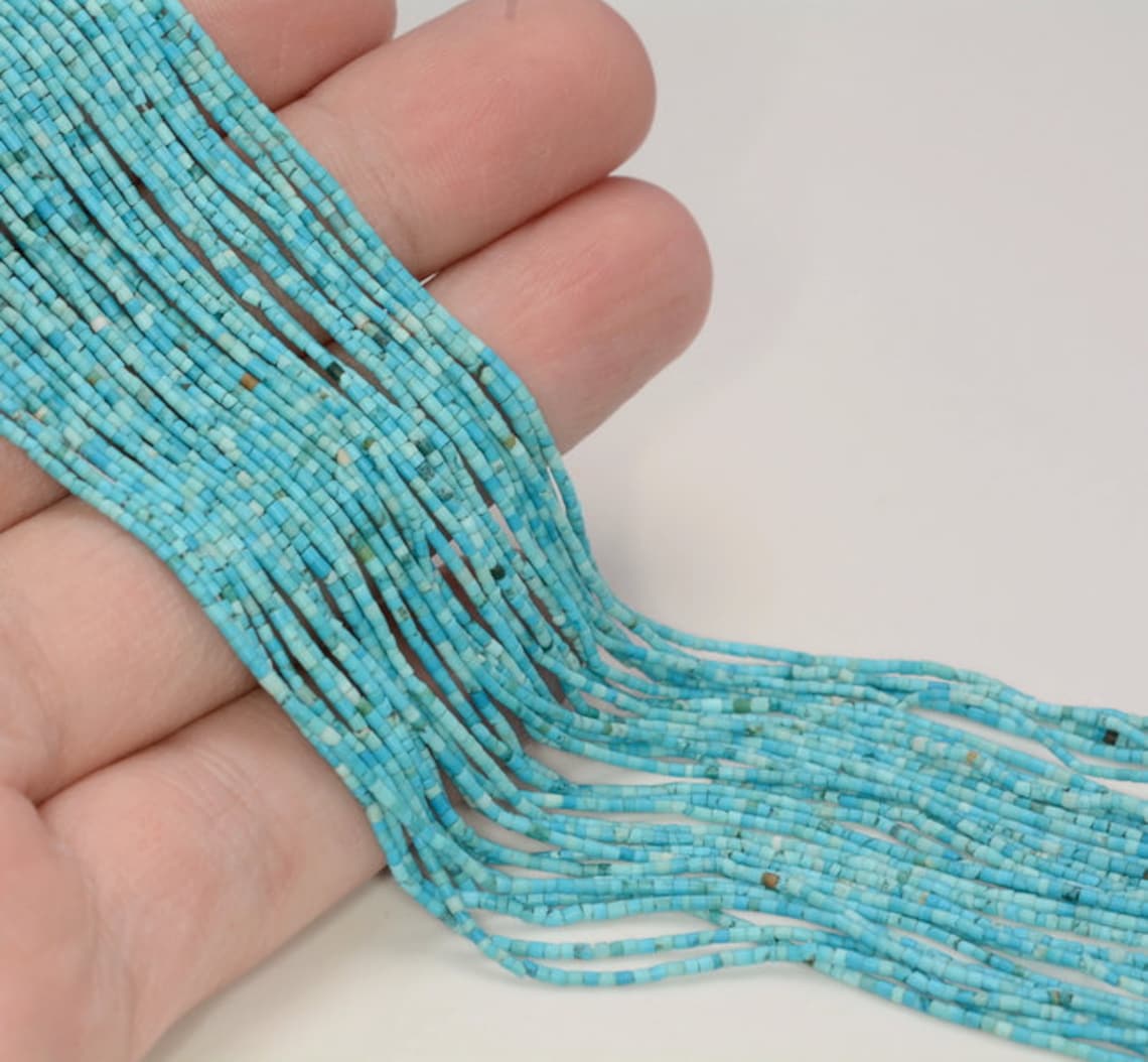 1x1mm Genuine Turquoise Gemstone Grade AAA Blue Round Tube Heishi Loose ...