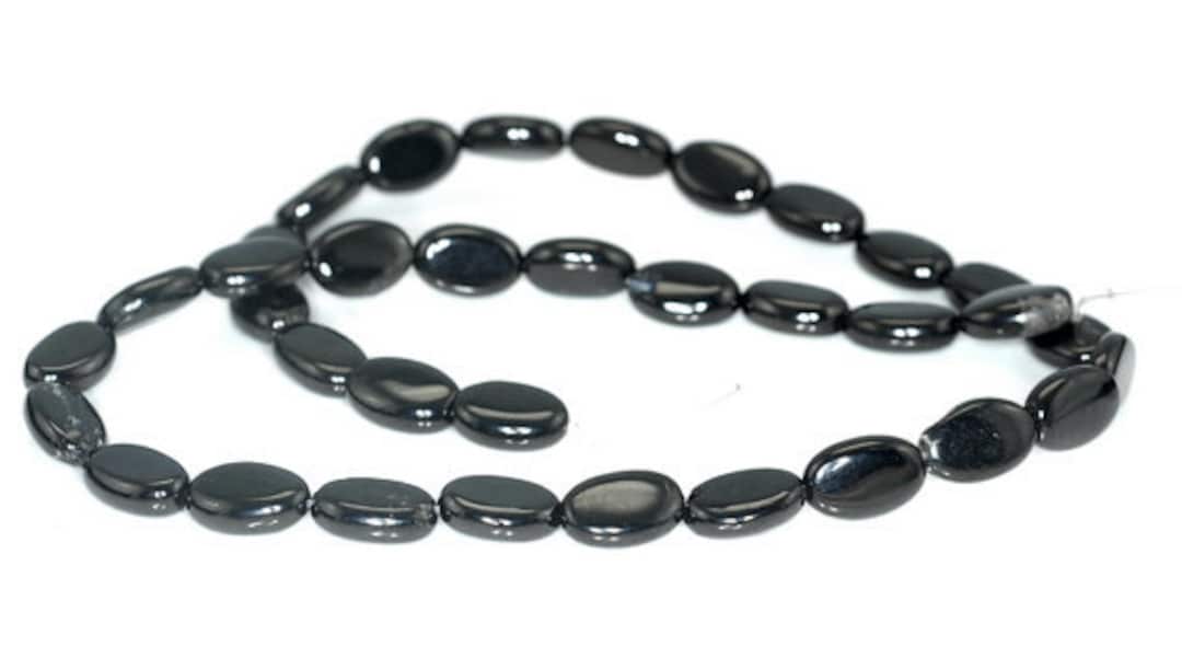 12x8mm Black Jet Gemstone Oval Loose Beads 16 Inch Full Strand LOT 1,2 ...