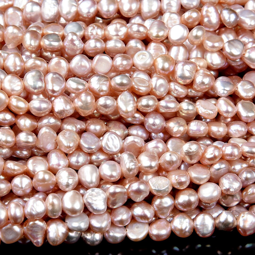 Natural Baroque Freshwater Peach Pearl Gemstone Potato Nugget 5-7MM ...