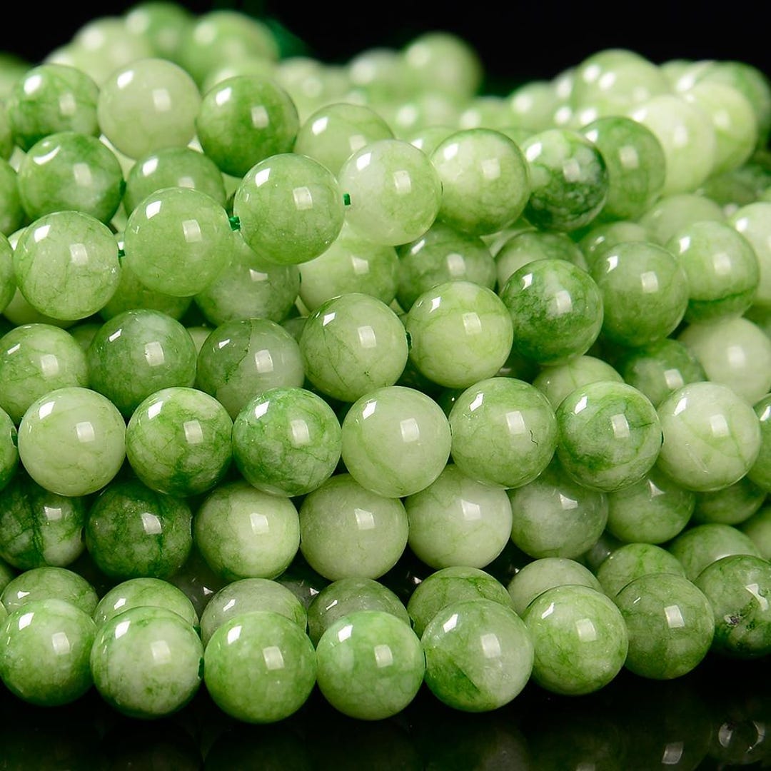 Lime Green Jade Gemstone 8MM Round Beads 14.5 Inch Full Strand BULK LOT ...