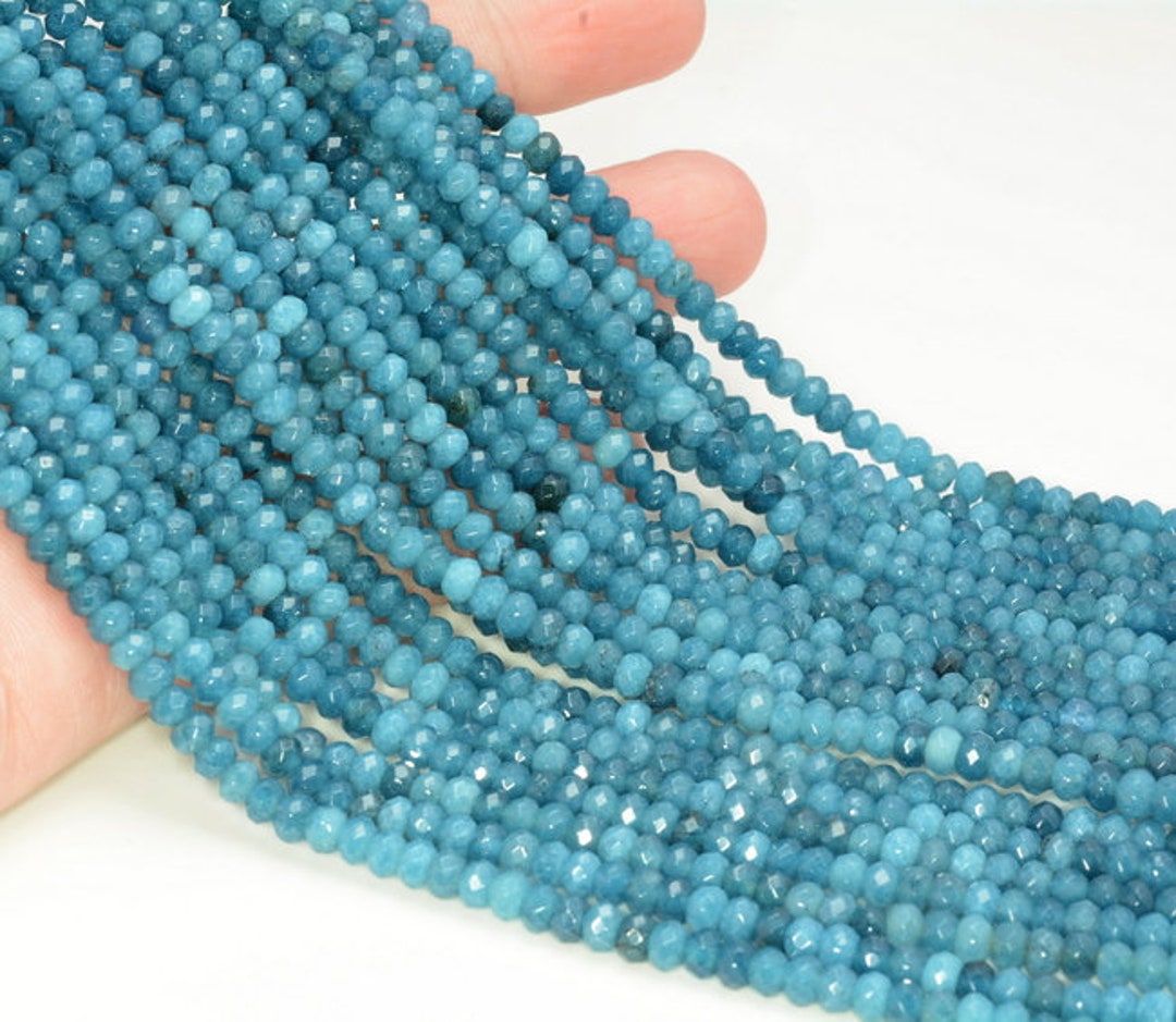 4x3mm Apatite Blue Jade Gemstone Faceted Rondelle Loose Beads 15 Inch ...