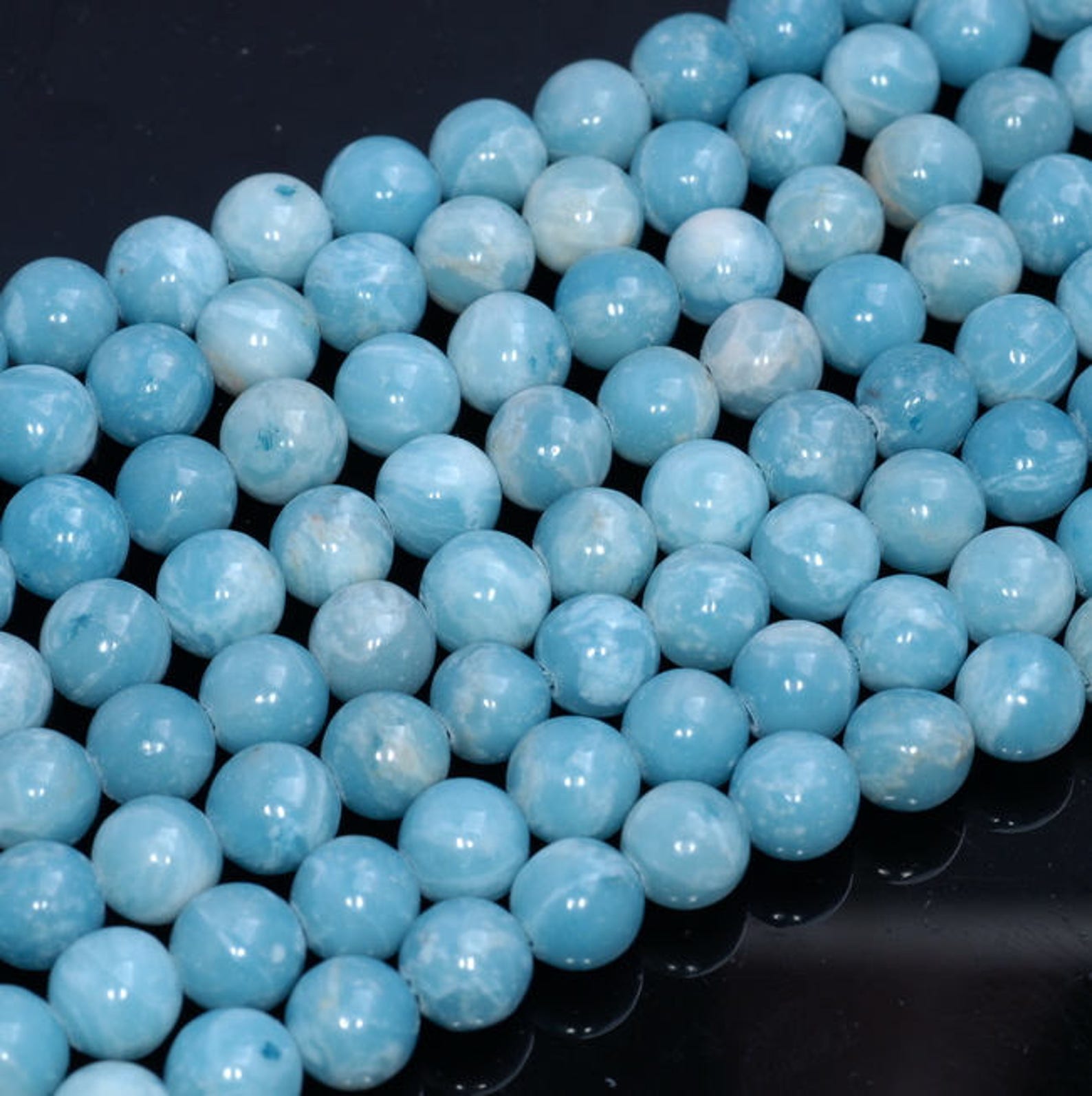6mm Larimar Quartz Gemstone Grade AAA Sky Blue Round Loose Beads 15.5 ...