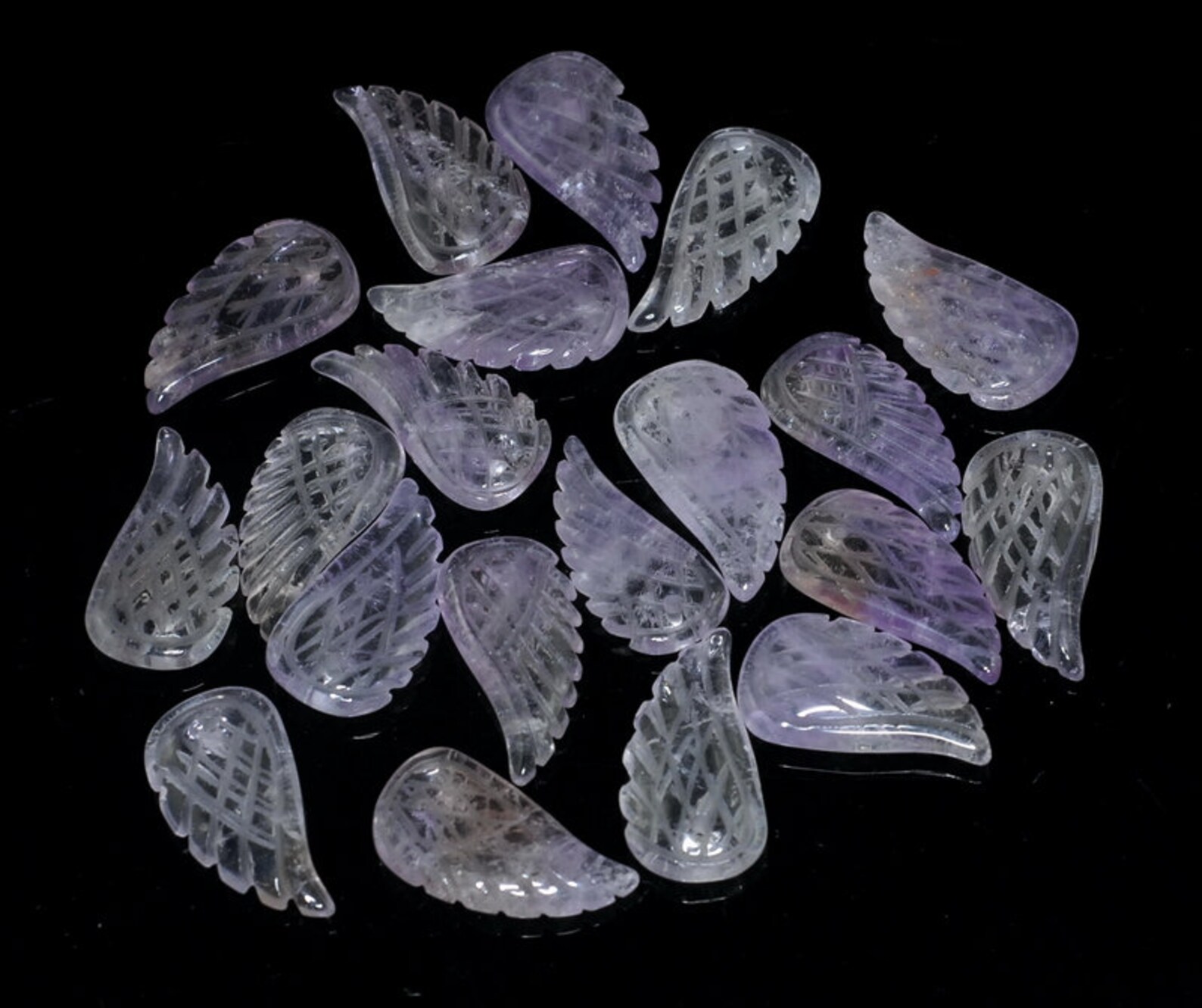 19X10MM Amethyst Gemstone Carved Angel Wing Beads BULK LOT 2,6,12,24,48 ...