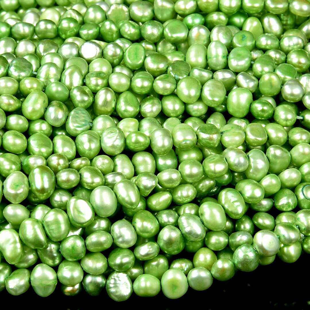Freshwater Lime Green Pearl Gemstone Potato Nugget 5-7MM Loose Beads ...