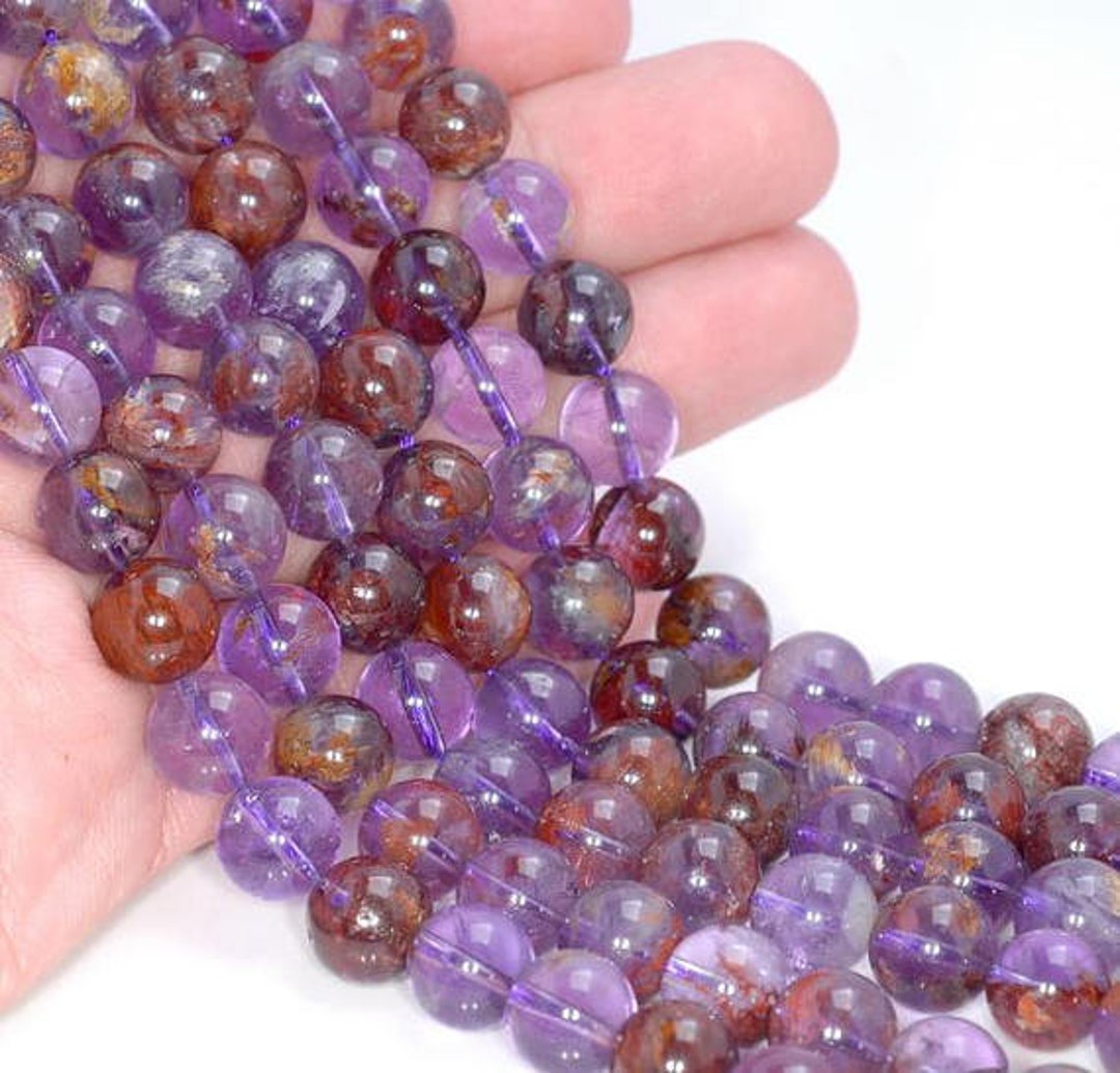 8mm Genuine Amethyst Cacoxenite Inclusions Quartz Rare Gemstone Grade ...