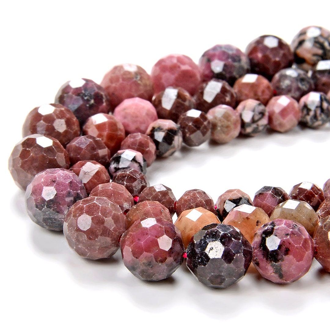 Dark Red Rhodonite Gemstone Grade AAA Micro Faceted Round 6MM 8MM Loose ...