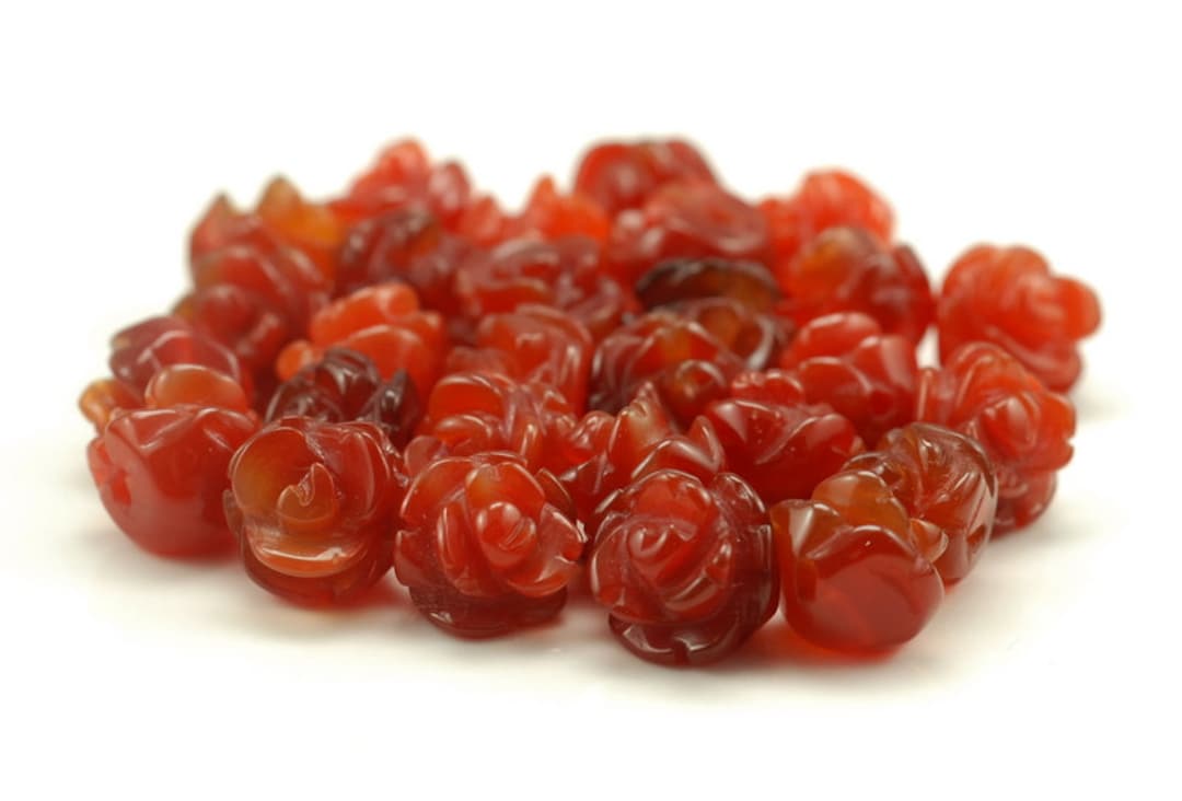 8MM Red Agate Gemstone Carved Flower Beads BULK LOT 5,10,20,30,50 ...