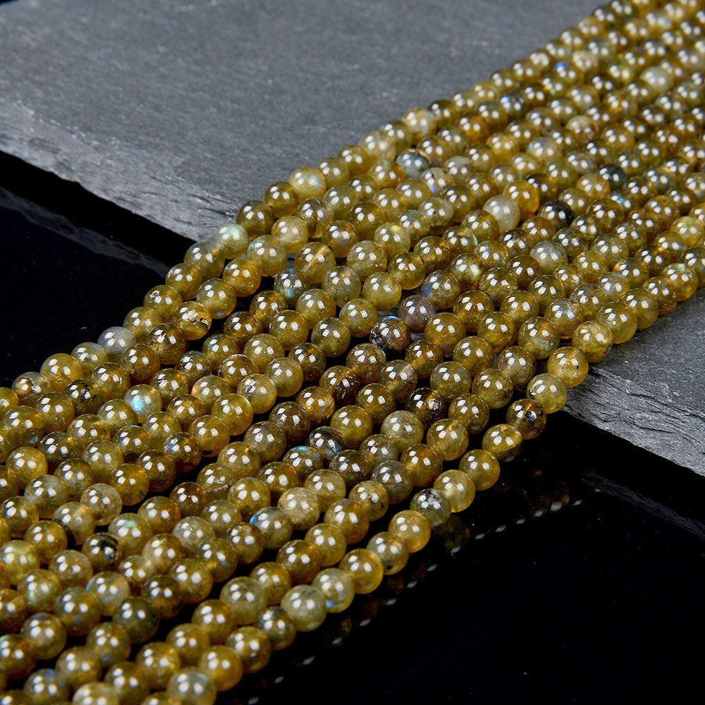 Natural Yellow Labradorite Gemstone Round 4MM 5MM Loose Beads 15 Inch ...